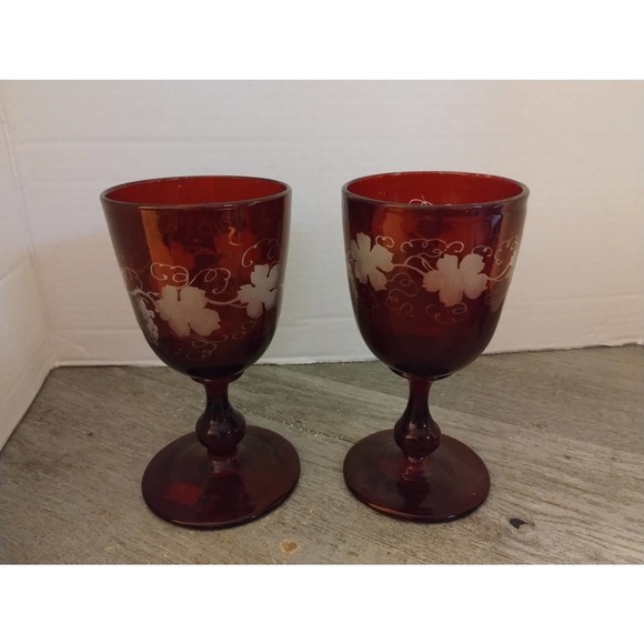 Egermann | Dining | Antique Egermann Bohemian Style Ruby Red Goblets ...